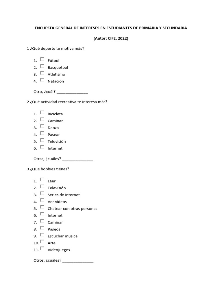 Intereses de Estudiantes en Actividades y Medios | PDF | Juegos y ...