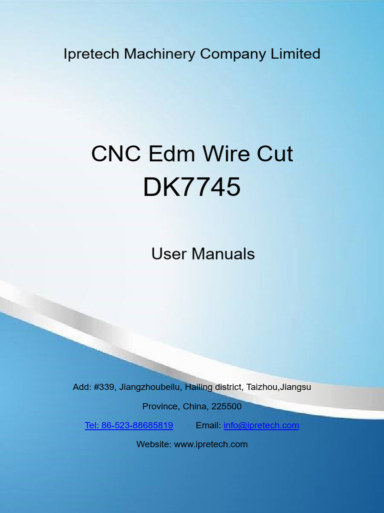 CNC Edm Wire Cut User Manuals DK7745 | PDF | Switch | Power Inverter