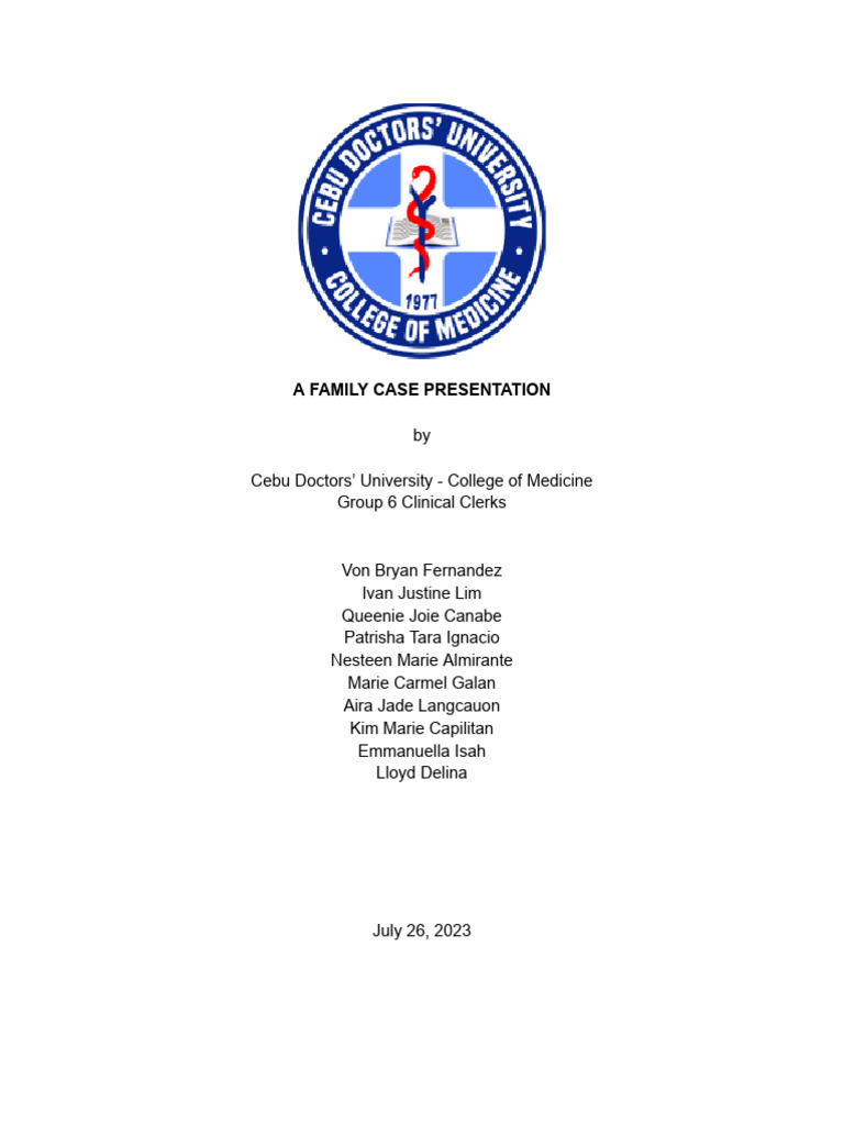 Family Case Presentation Written Output | PDF | Clinical Medicine ...