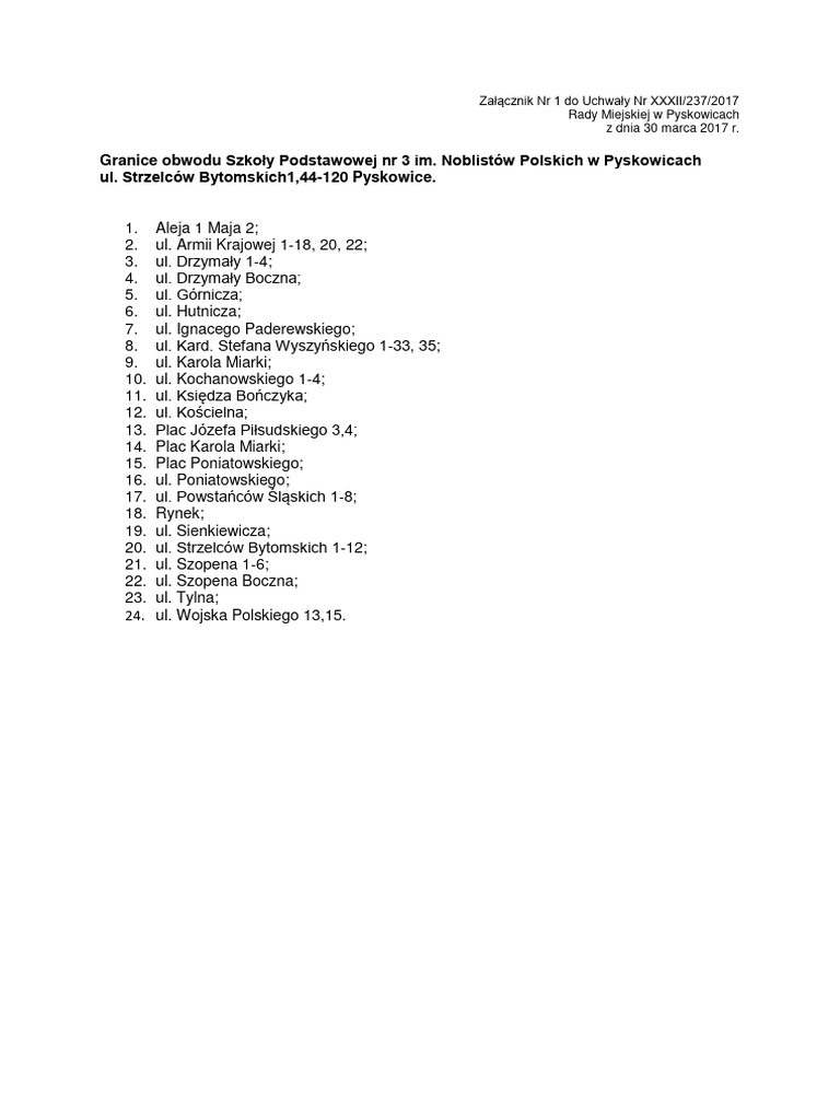 Obwody Zalacznik Nr 1 do Uchwaly Nr XXXII | PDF