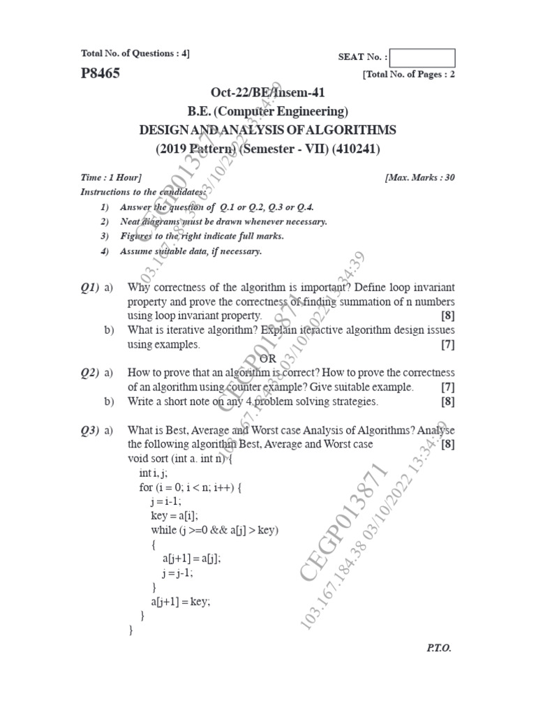 BE COMP - Design and Analysis of Algorithms | PDF | Algorithms ... BE COMP - Design and Analysis of Algorithms | PDF | Algorithms ...