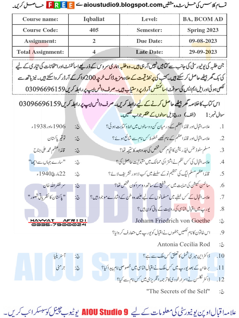 405 Assignment Iqbliat AIOU | PDF