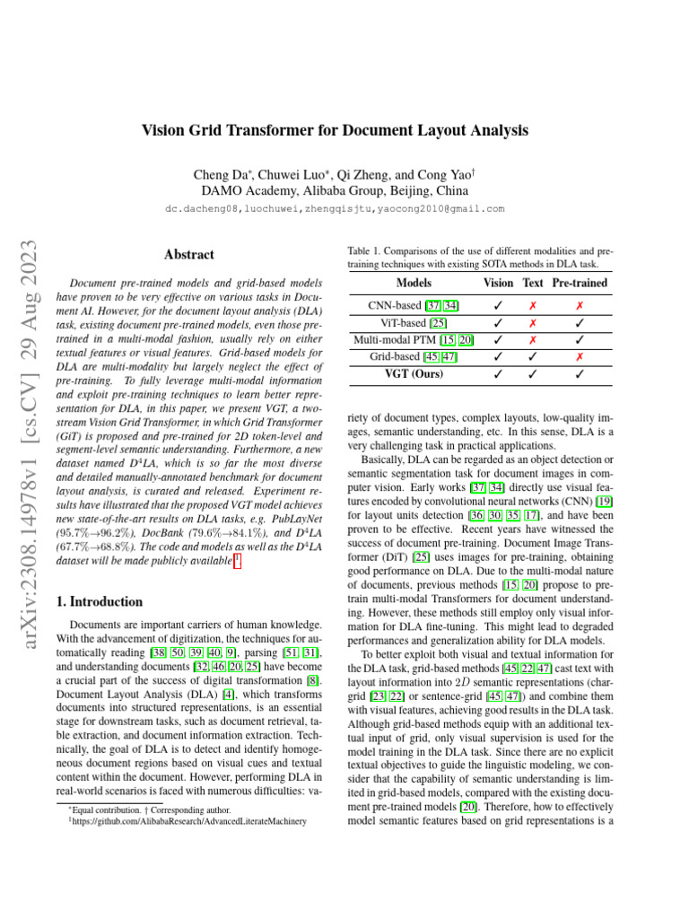 Vision Grid Transformer For Document Layout Analysis | PDF | Image Segmentation | Computational ...