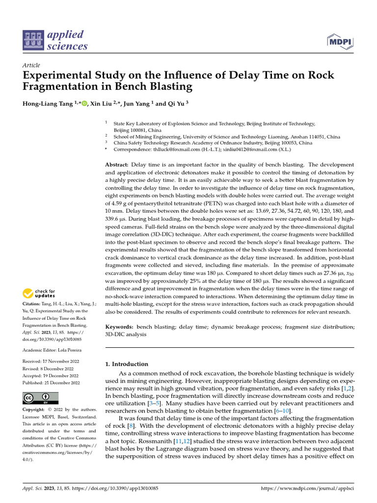 PAPER6 - Experimental Study On The Influence of Delay Time On Rock Fragmentation in Bench ...