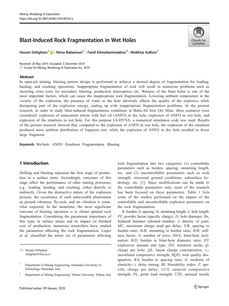 PAPER2 - Blast-Induced Rock Fragmentation in Wet Holes | PDF | Strength ...