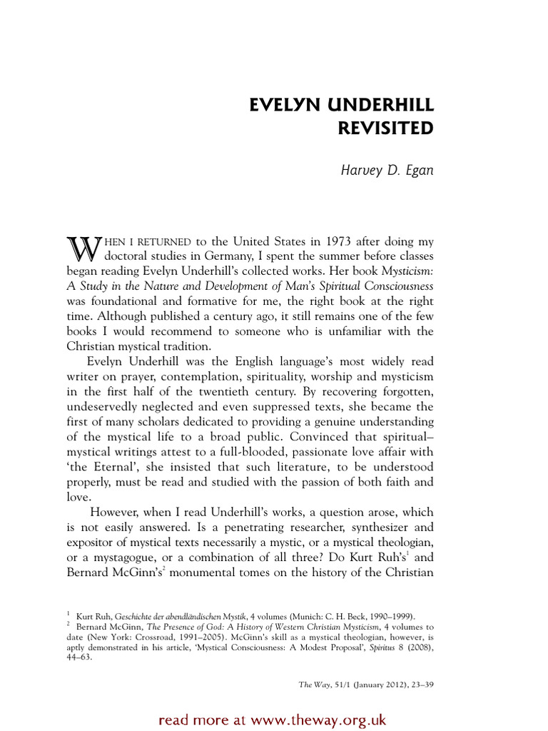 Underhill Evelyn Revisited | PDF | Christian Mysticism | Mysticism