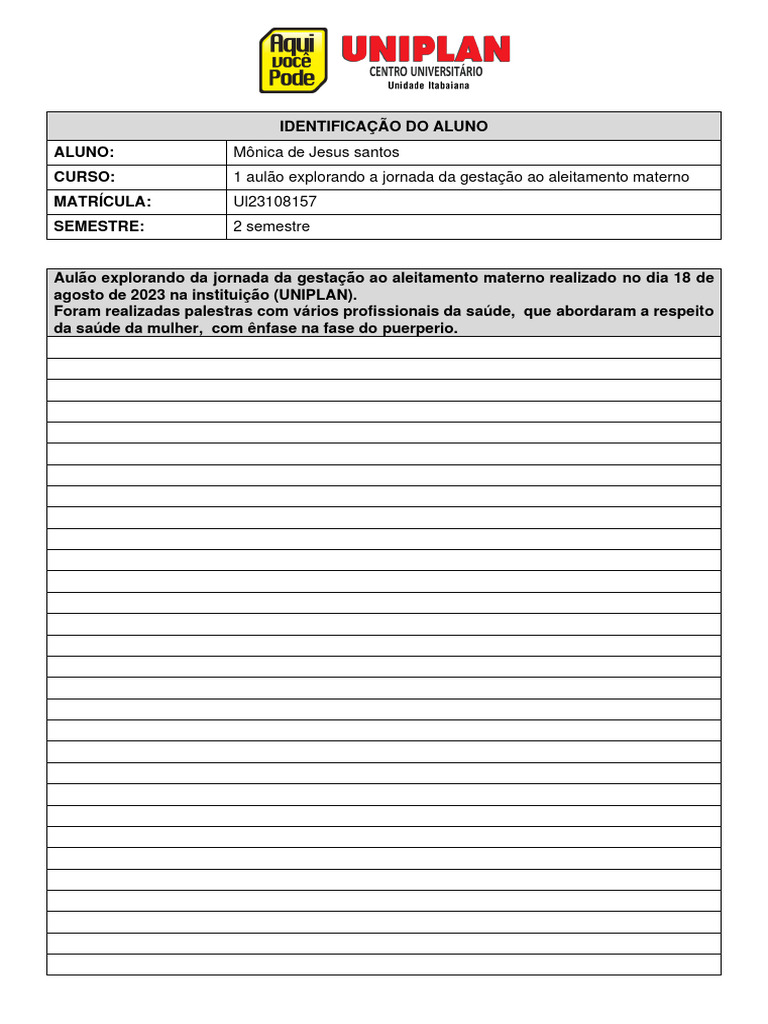 Modelo de Atividade Complementar) Uniplan | PDF