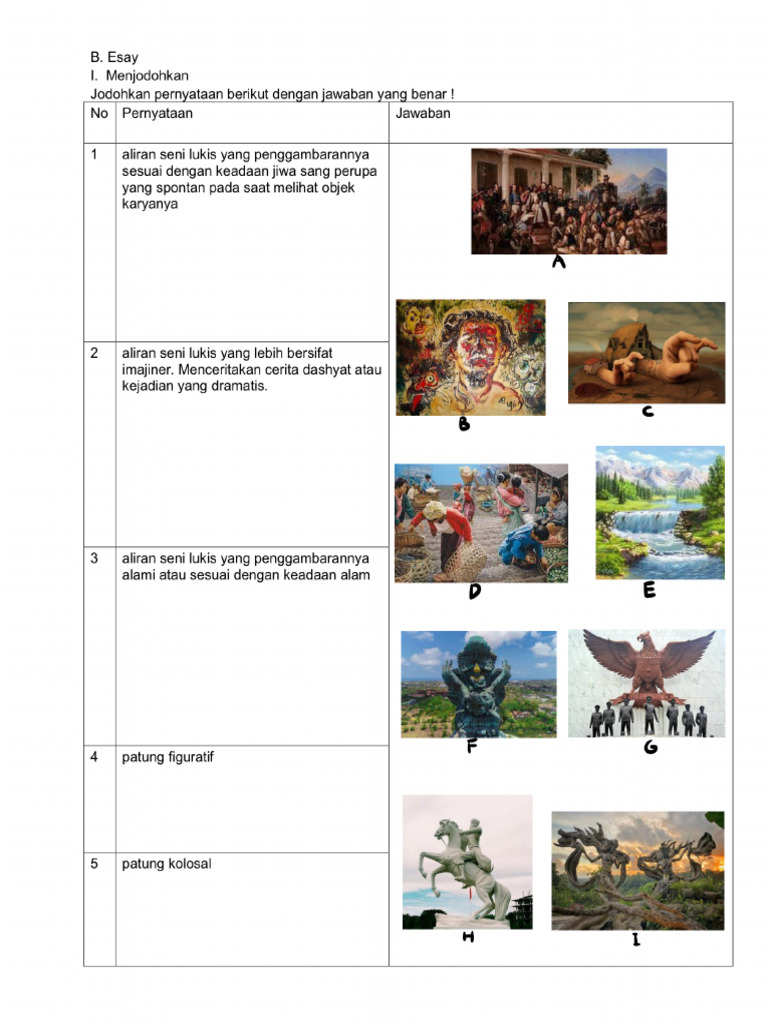 Soal Menjodohkan Seni Budaya Kelas 3 SMP | PDF