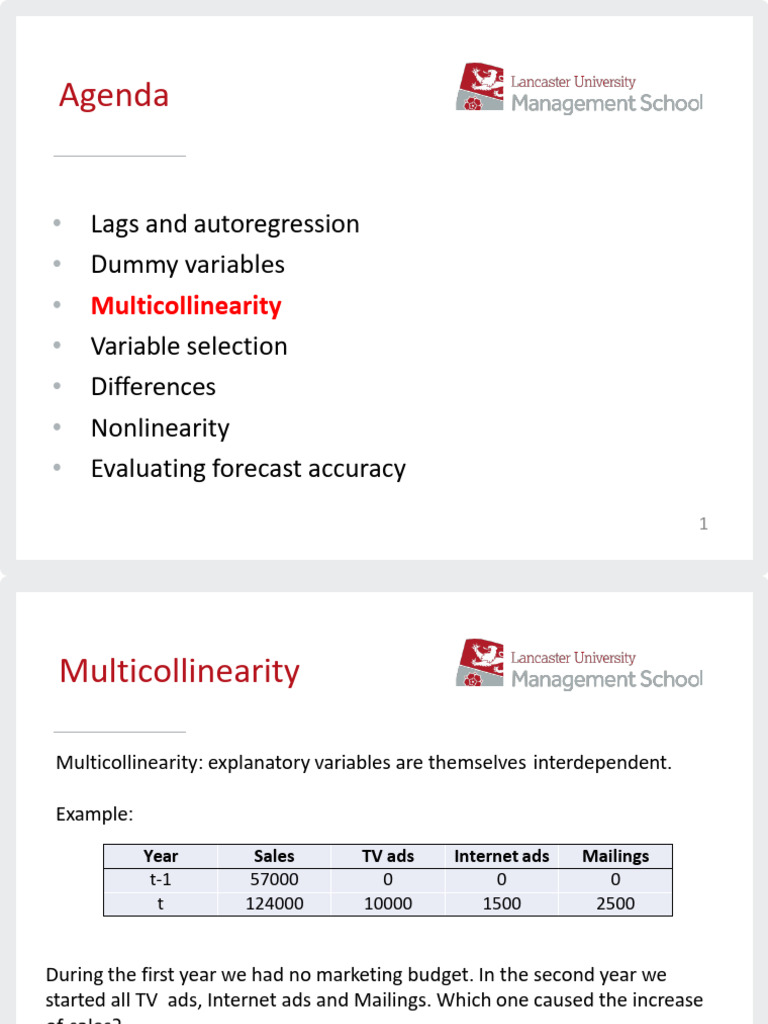 MSCI570 - Lecture 8 - Advanced Regression Analysis 2022 Part 2 | PDF | Multicollinearity ...