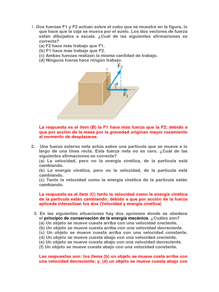 Trabajo y energía en fuerzas físicas | PDF | Fuerza | Energía cinética