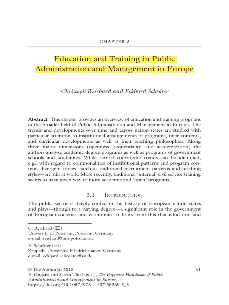 Education and Training in Public Administration and Management in ...