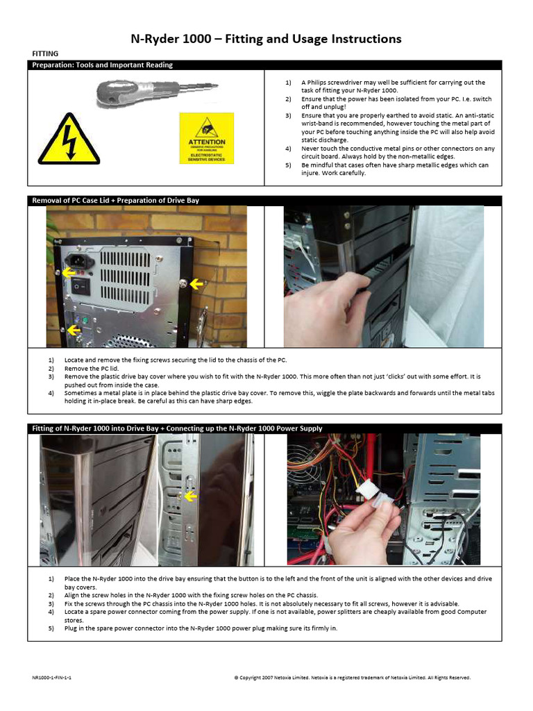 N-Ryder 1000 Fitting Instructions | PDF | Electrical Connector | Personal Computers