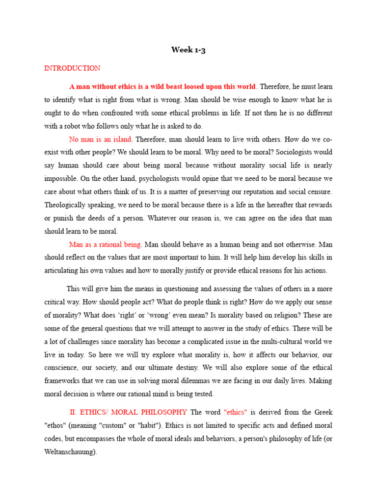 ETHICS Module 1 Introduction | PDF | Morality | Rationality