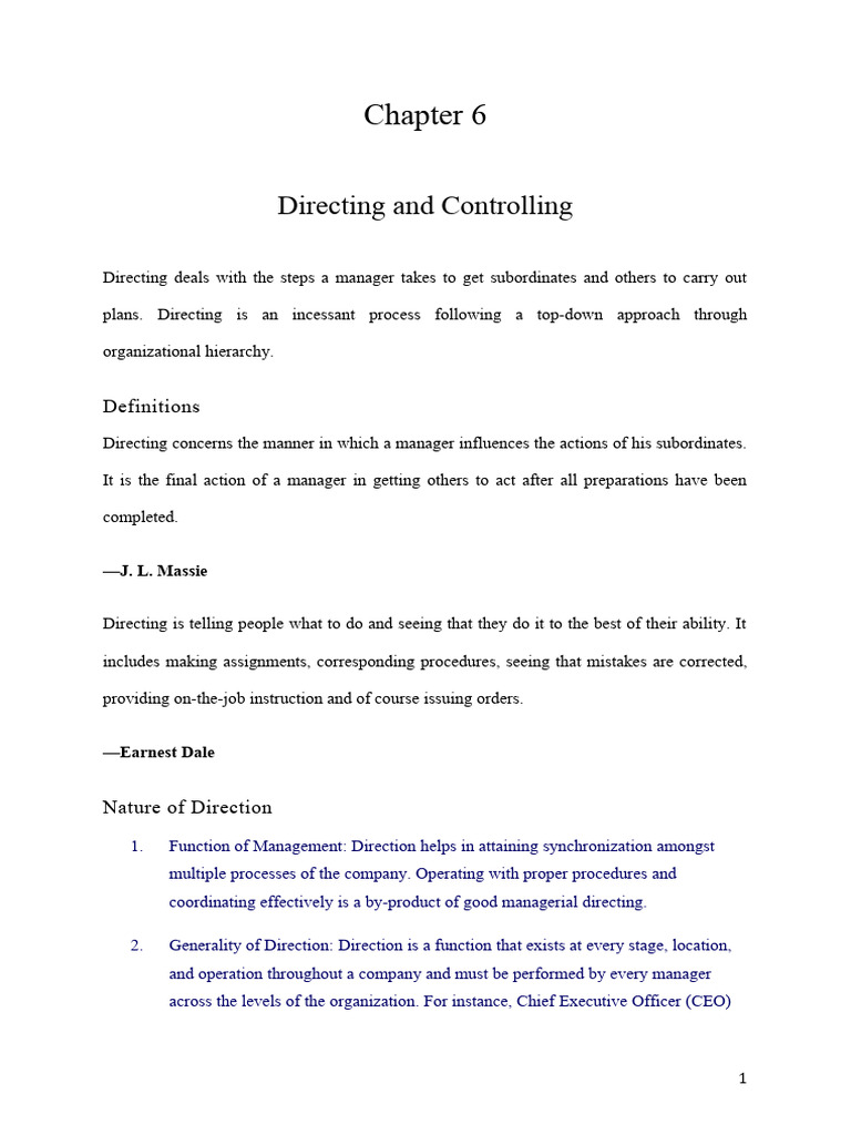 Chapter 6 Directing and Controlling | PDF | Goal | Budget
