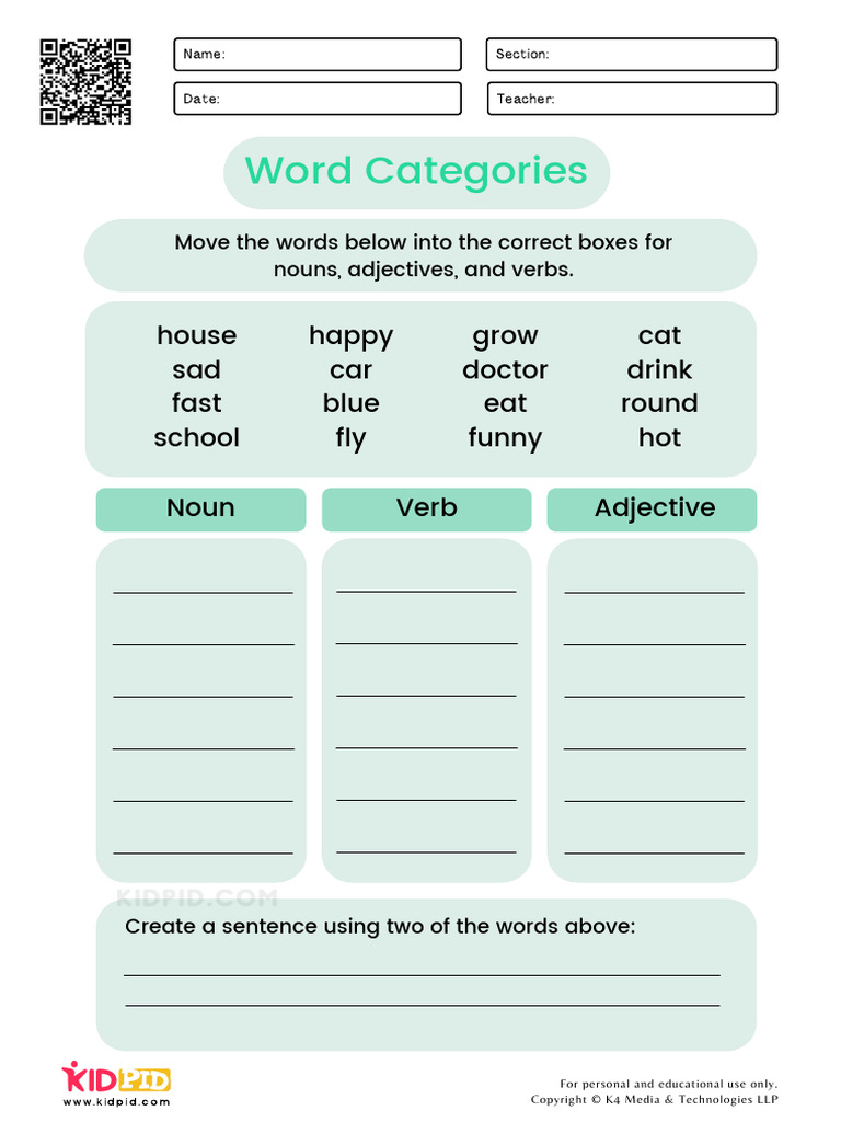 Sort Words Into Categories Worksheets For Kids | PDF