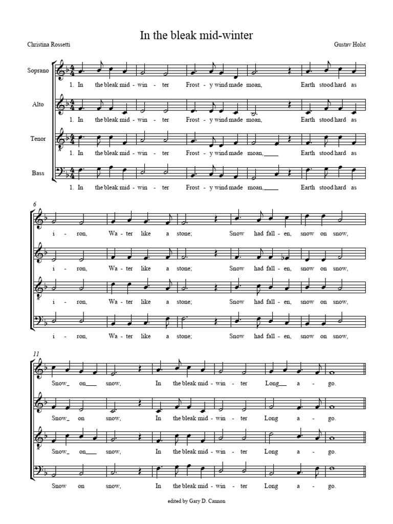 In the Bleak Midwinter Lyrics | PDF | Singing | Christmas Music