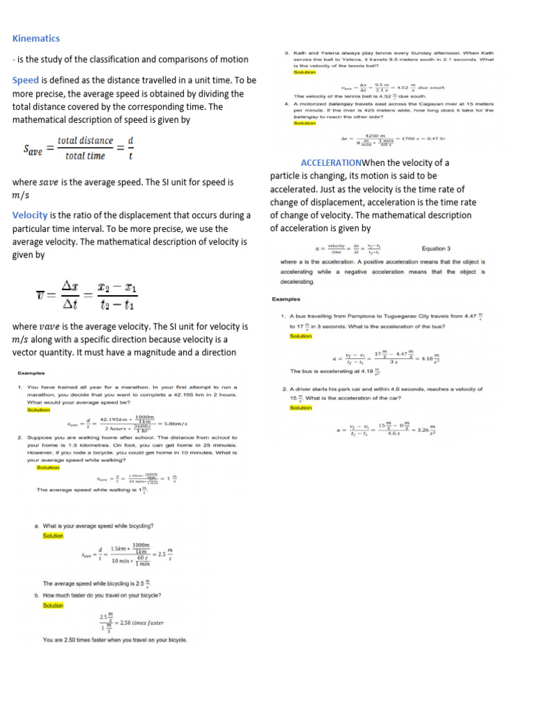 Kinematics Jhem | PDF