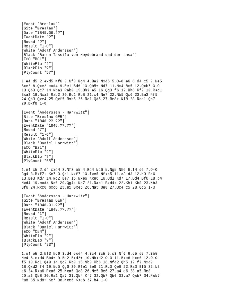All of Adolf Anderssen's Wins With White (212 Games) | Download Free ...