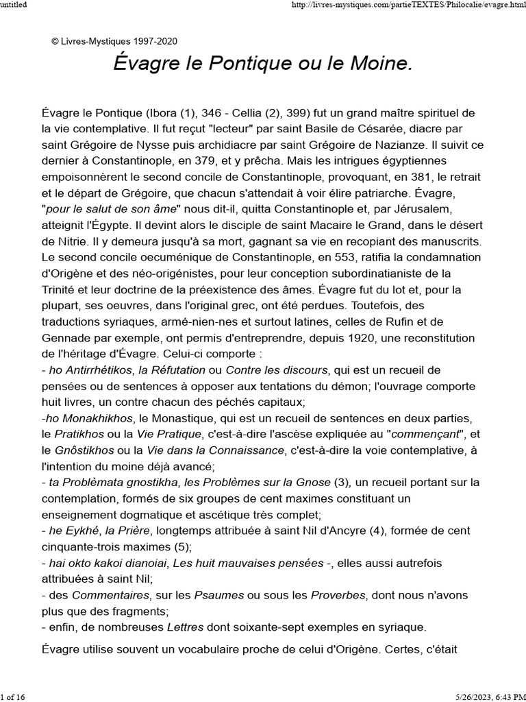 Evagre Le Pontique | PDF