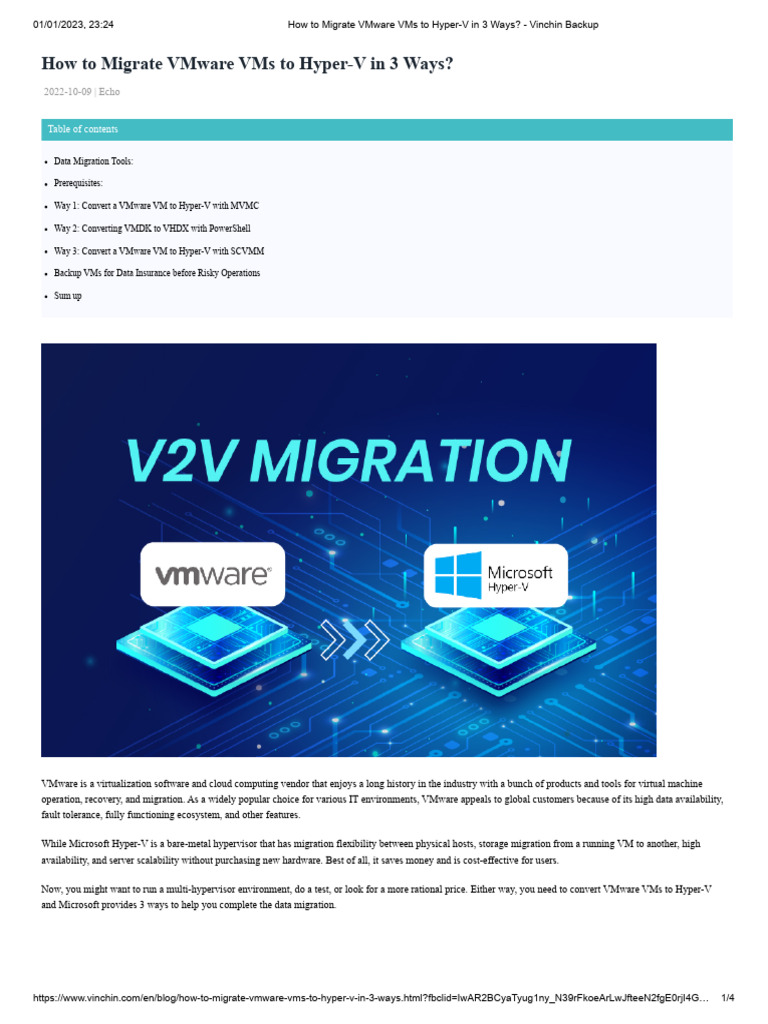 How To Migrate VMware VMs To Hyper-V in 3 Ways - Vinchin Backup | PDF ...