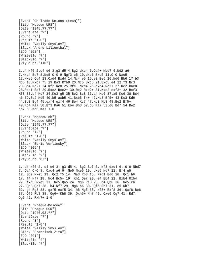 Vassily Smyslov Playing The Catalan As White (26 Games) | PDF | Board ...