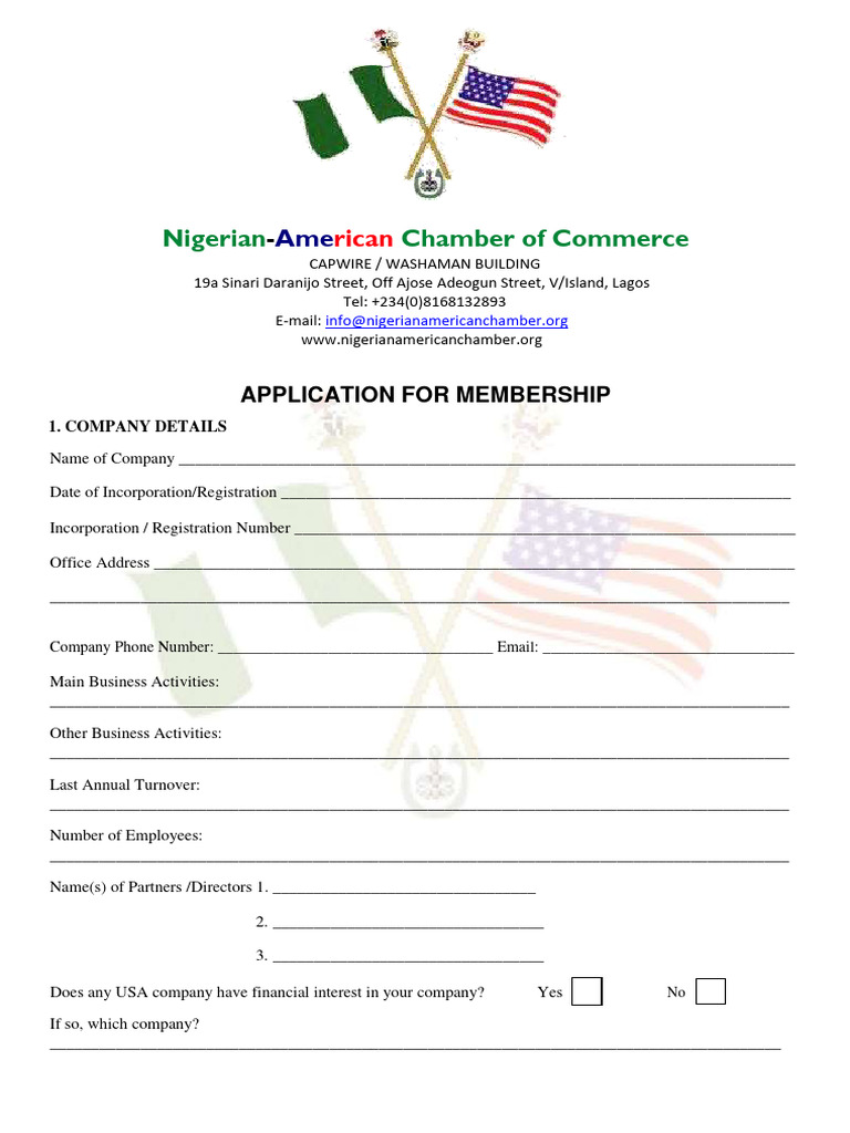 NACC-Membership-Application-Form USA | PDF | Business