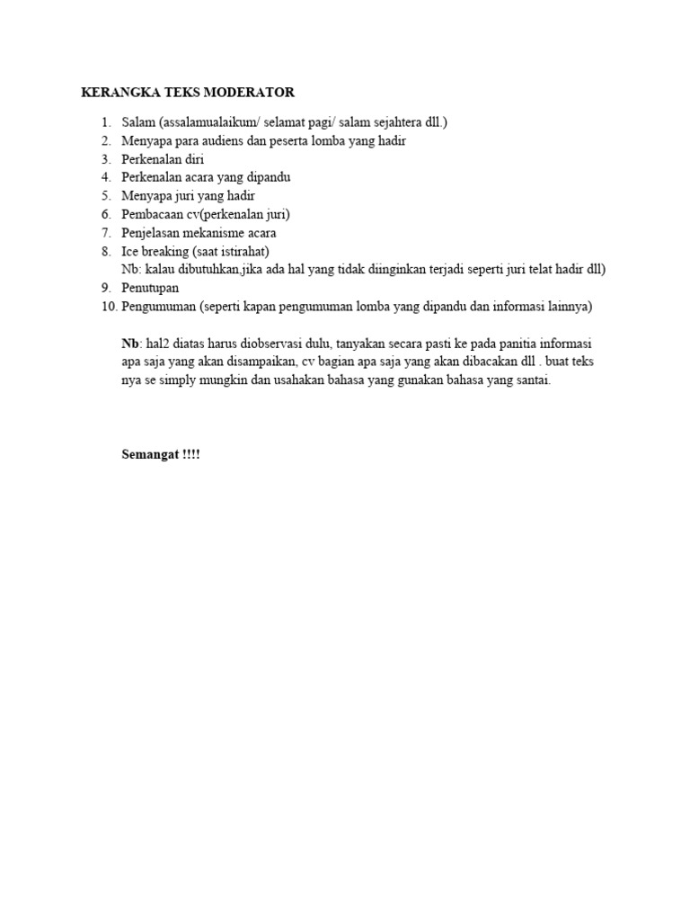 Panduan Pembukaan Presentasi Moderator | PDF