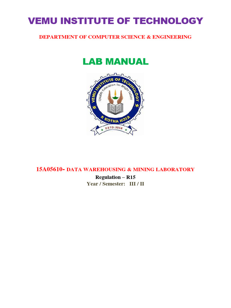 DM Lab Cse | PDF | Data Warehouse | Regression Analysis