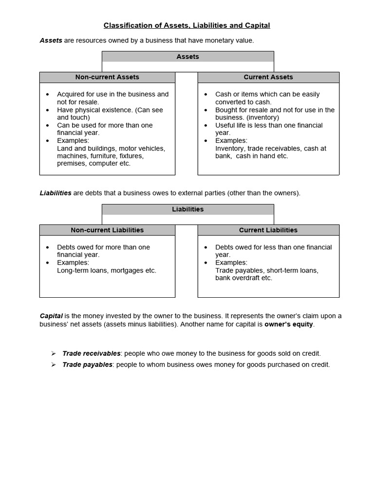 Classification of Assets-Notes | PDF | Finance & Money Management