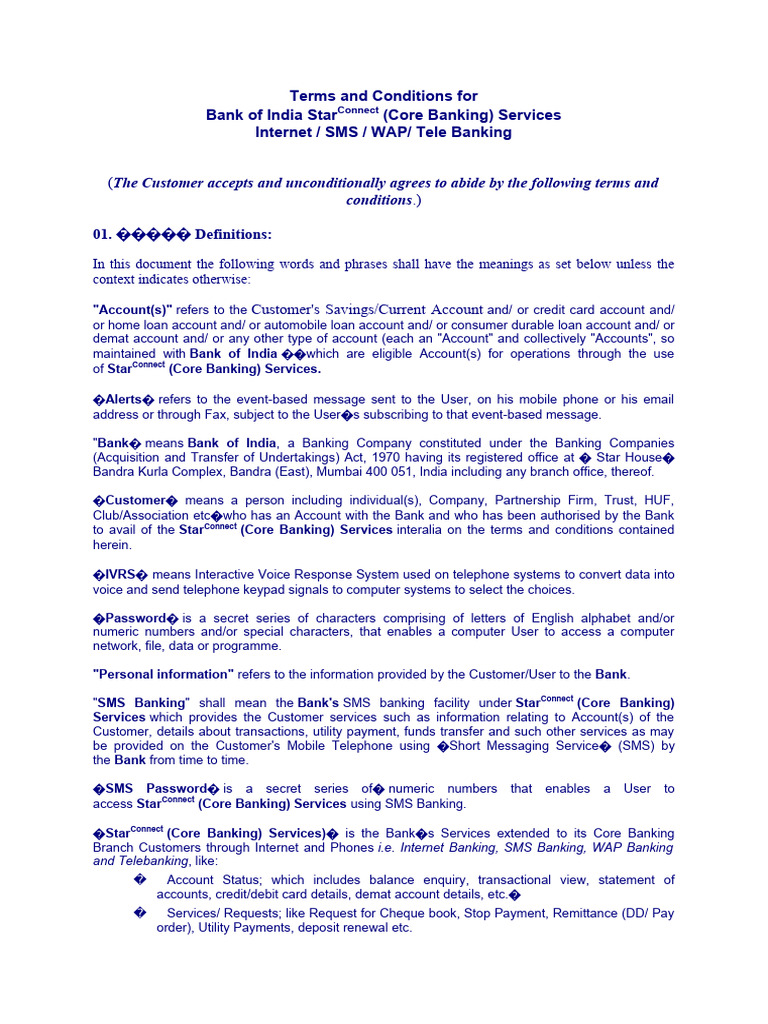 BOI-Terms and Conditions For | PDF | Indemnity | Banks