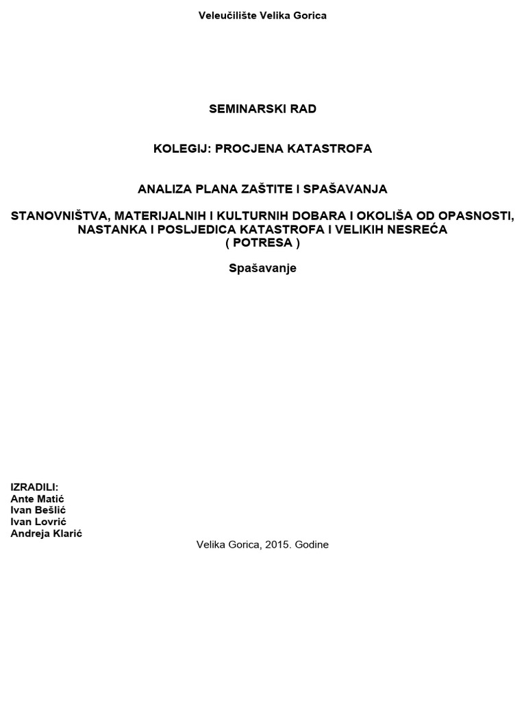 Potres - Spašavanje | PDF