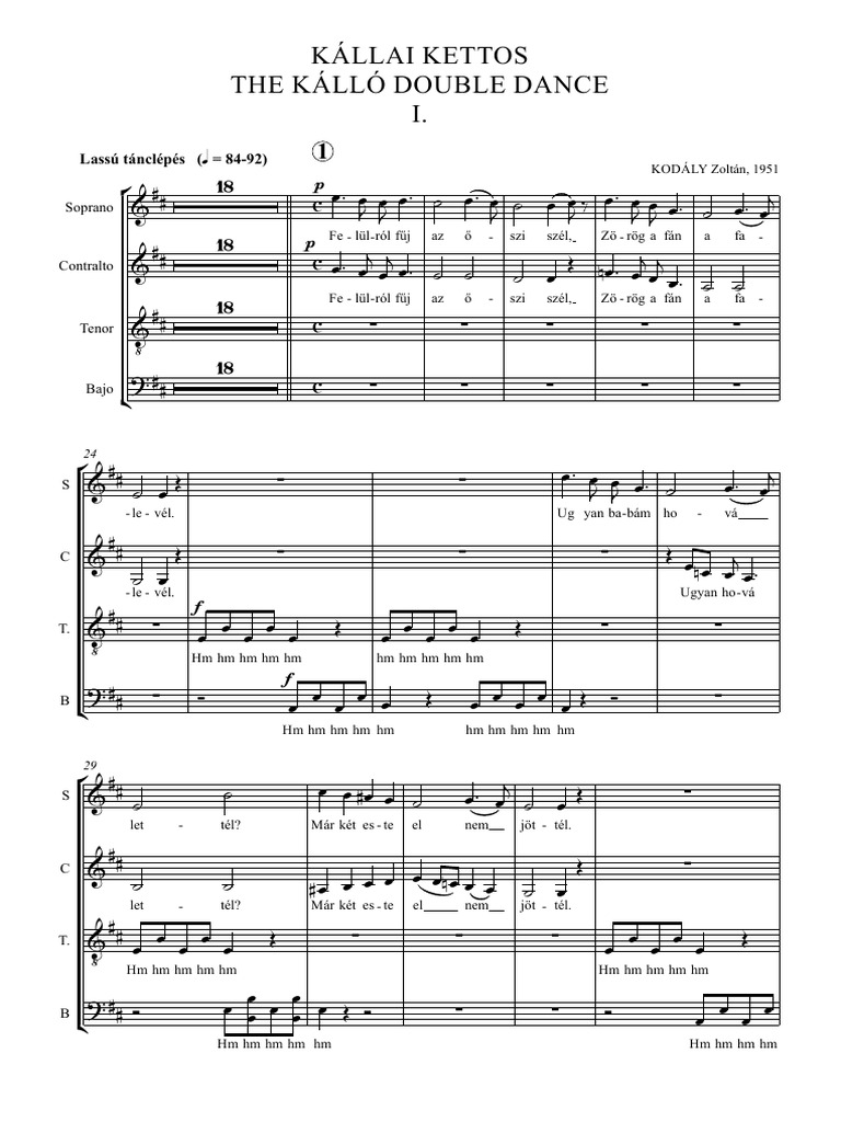 Kodaly Kallai Tänze Coro | PDF