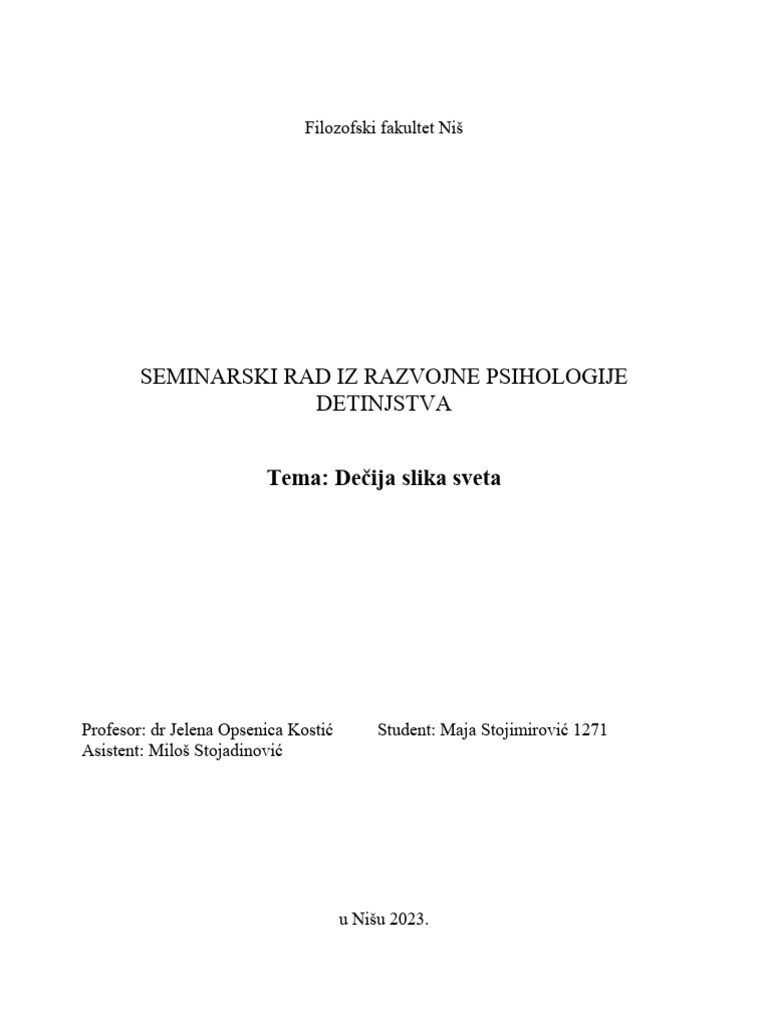 Seminarski Razvojna | PDF