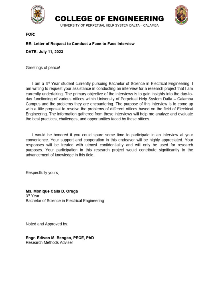 Letter of Request To Interview | PDF