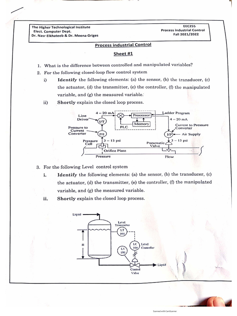 Process Control Sheet 1 Ans | PDF