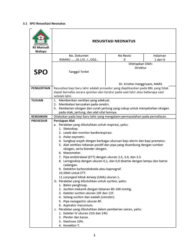 SOP PONEK NEONATUS | PDF