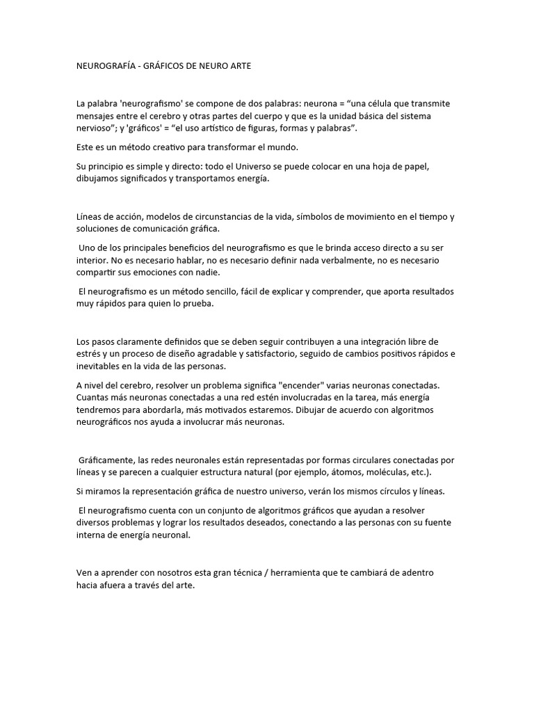 Neurografía: Arte y Transformación | PDF | Ciencia y matemáticas