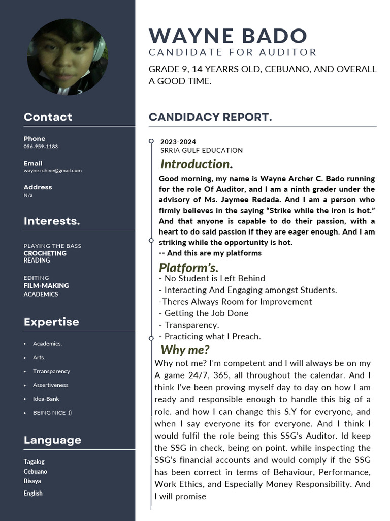 Candidacy Report Inspo | PDF