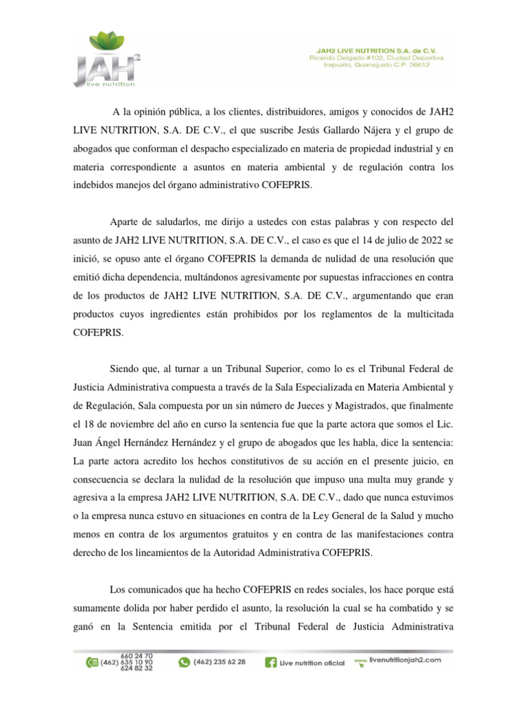 Comunicado Cofepris | PDF