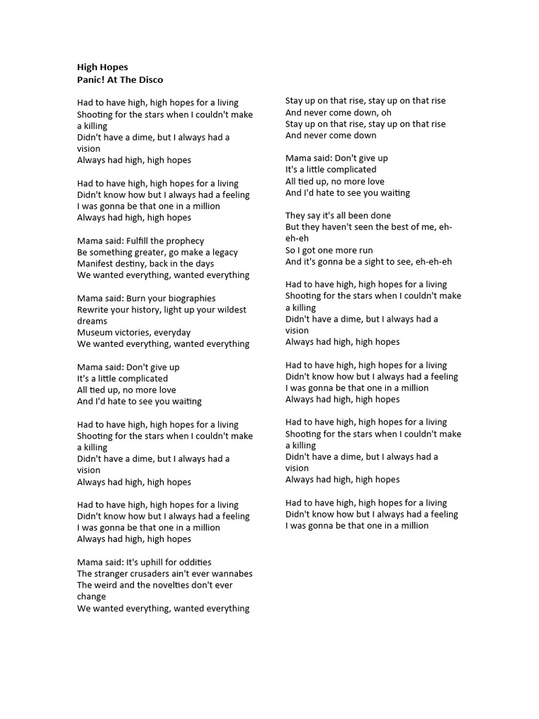 High Hopes English | PDF