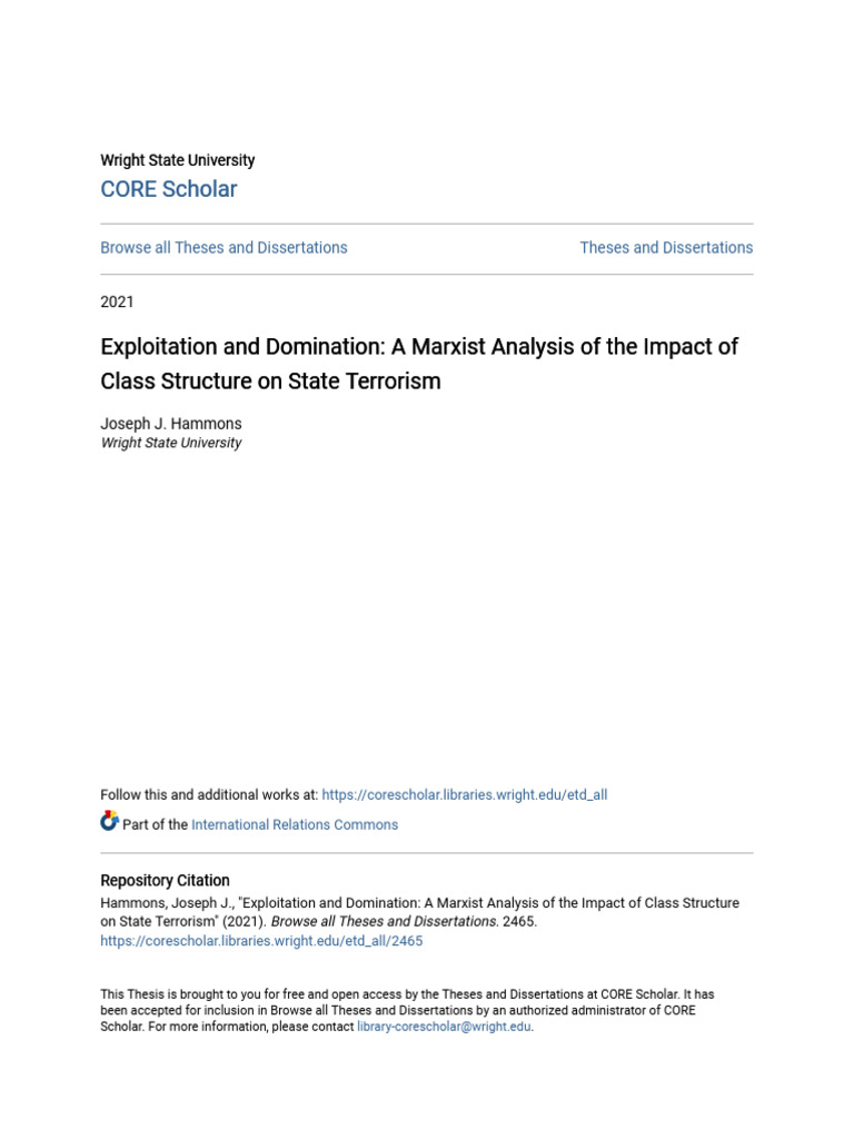 Exploitation and Domination - A Marxist Analysis of The Impact of Class ...