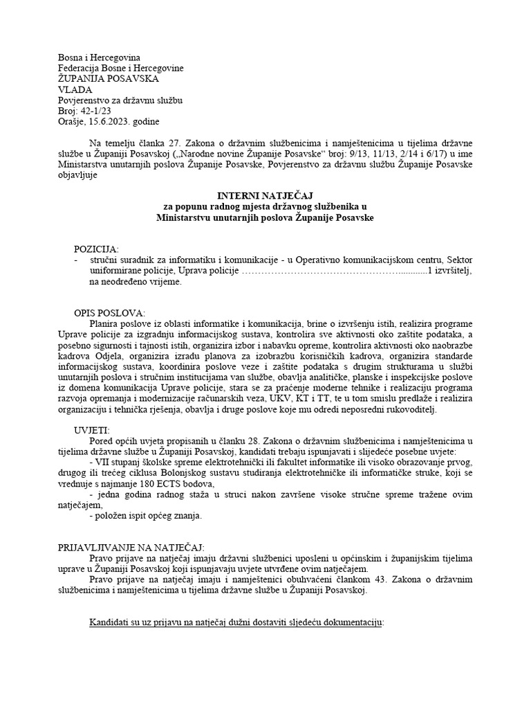 Interni Natjecaj | PDF