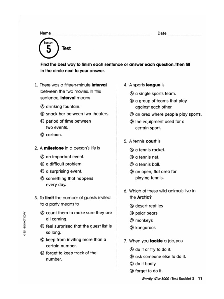 WW3000 Grade 3 Practice Lesson 5 | PDF