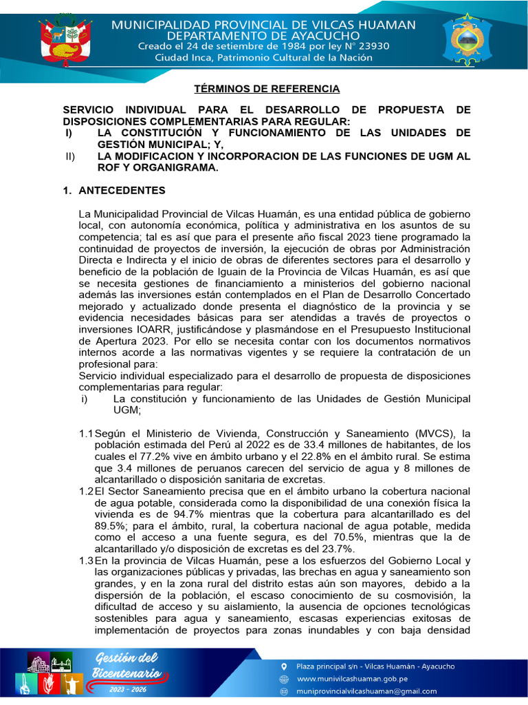TDR Ugm | PDF | Regulación | Saneamiento