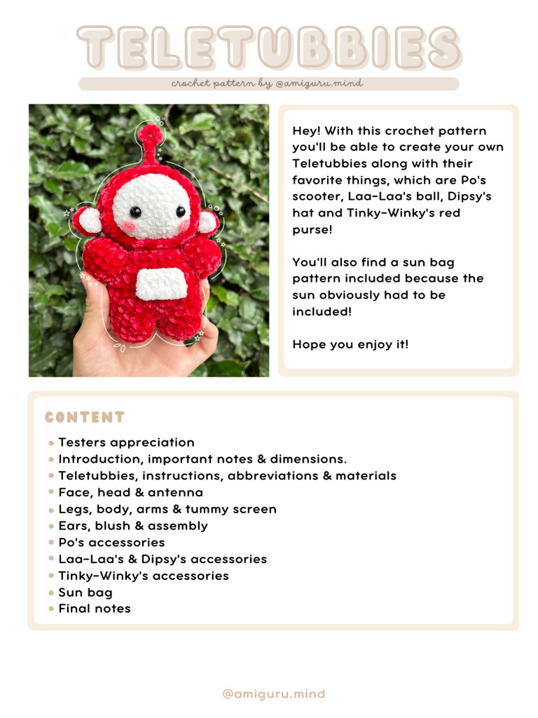 Teletubbies Crochet Pattern | PDF | Crochet | Yarn
