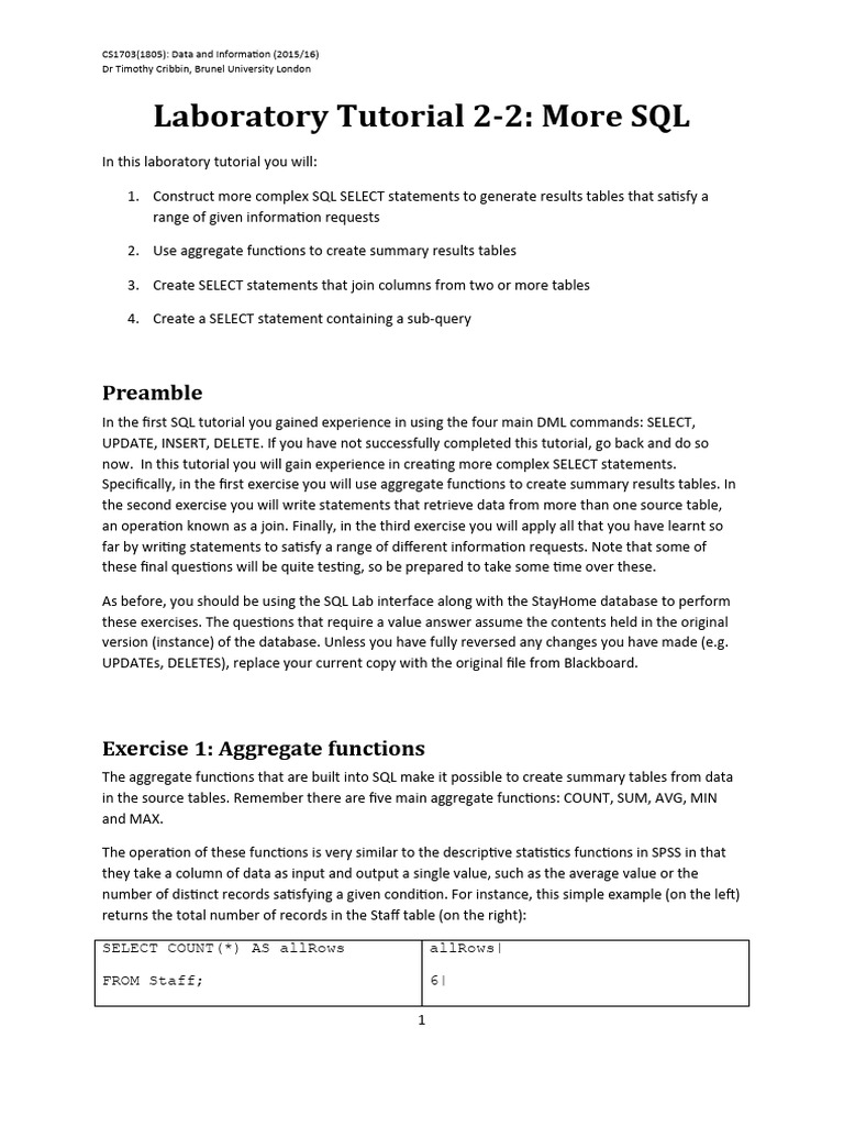 Lab2 2 More Sql Pdf Table Database Sql