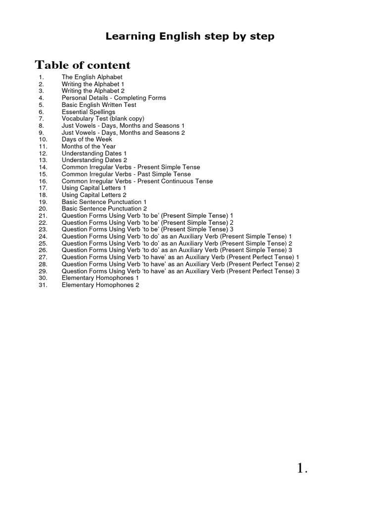 Learning English Step By Step P1 Pdf English Language Grammatical