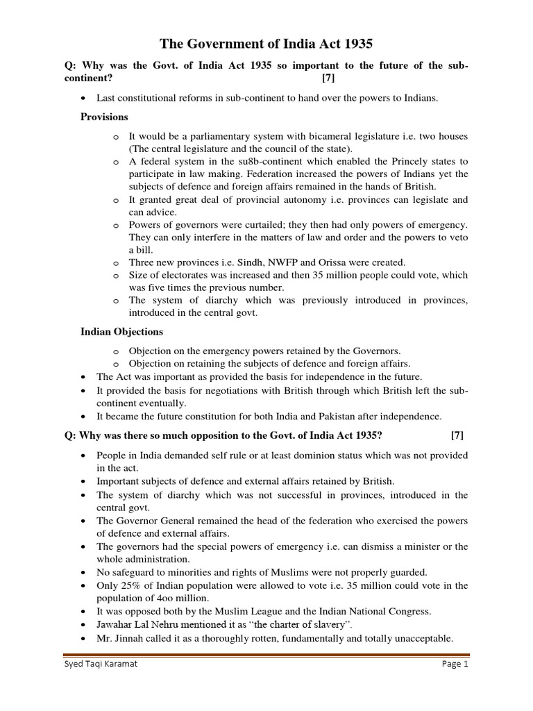 Government of India Act 1935 Overview | PDF | British Raj | Indian ...