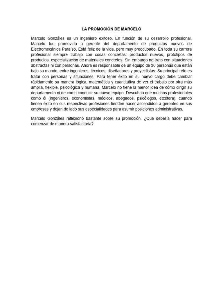 Marcelo: De Ingeniero a Gerente | PDF