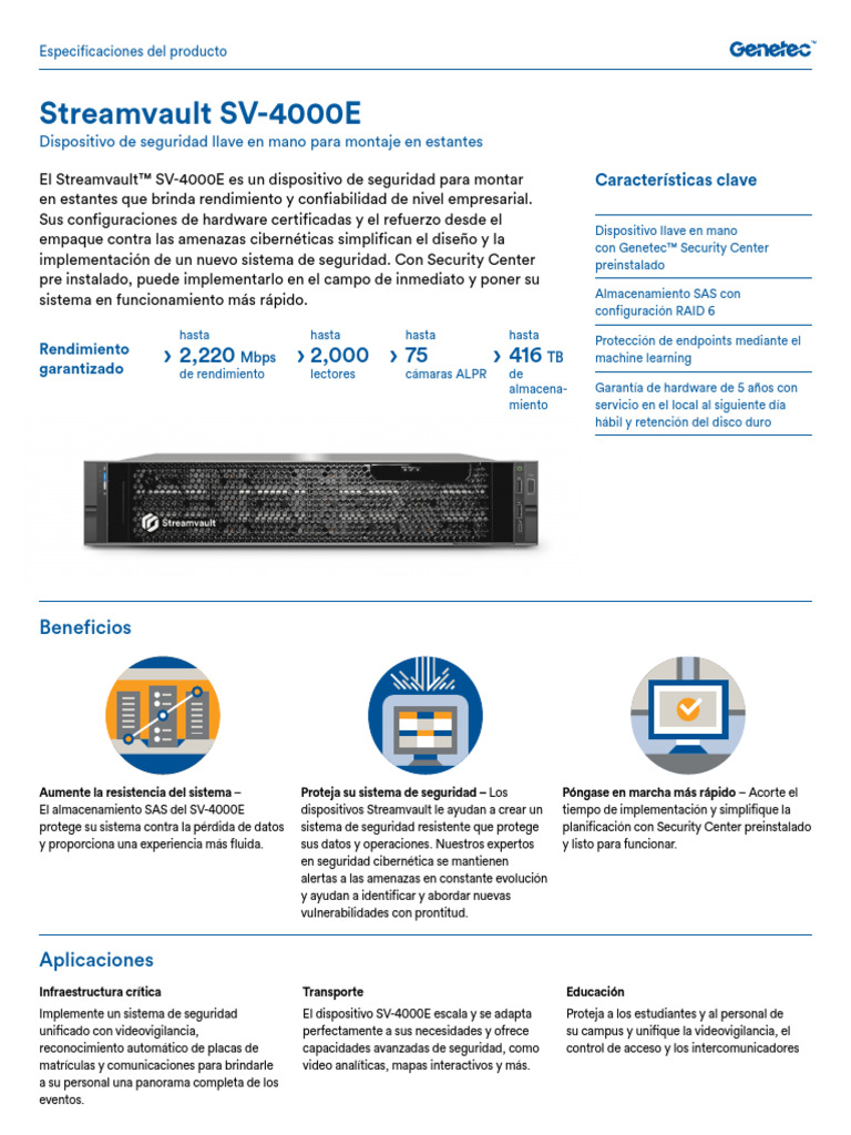 Datasheet Modelo Streamvault-Sv-4000 Español | PDF | Arquitectura de ...